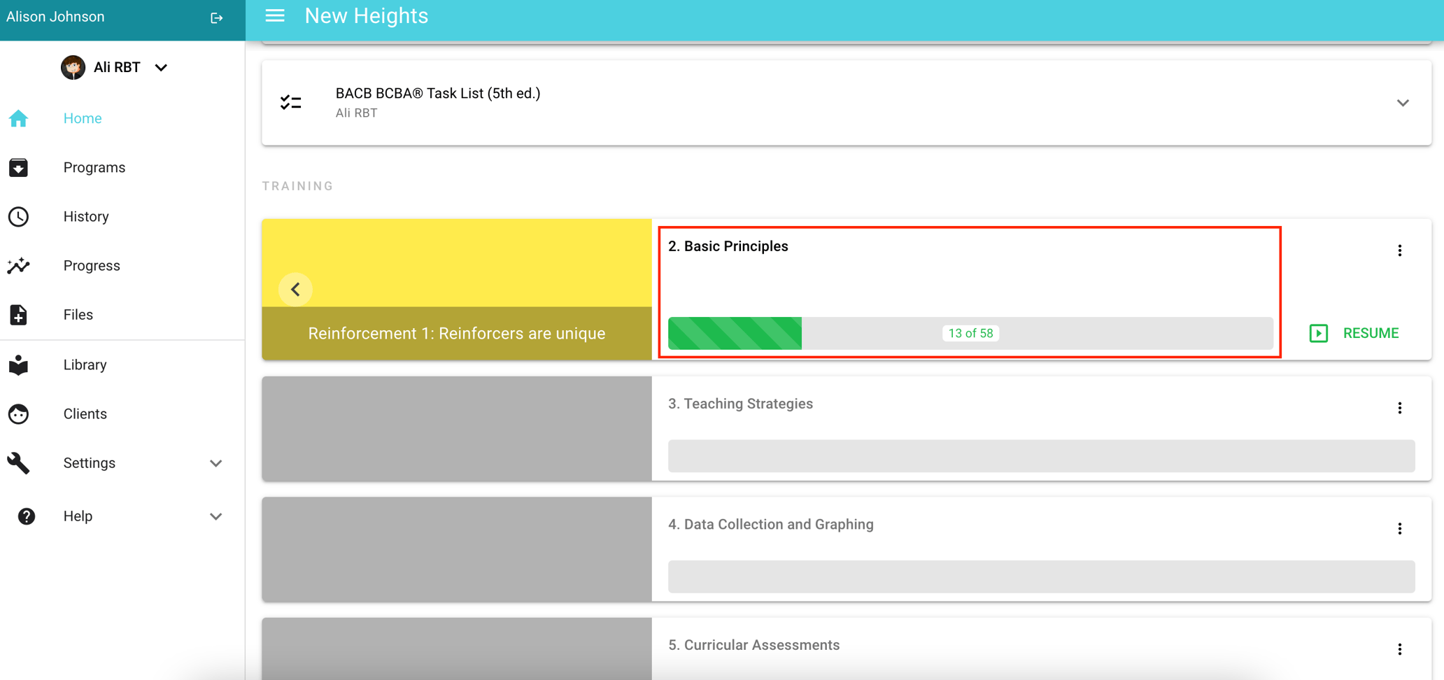 Monitoring Staff RBT Training Progress