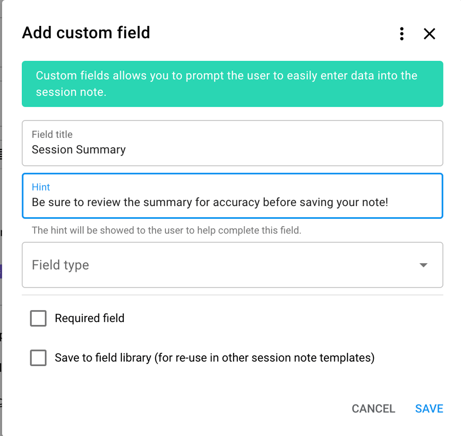 Utilizing Generative AI Text Fields in Session Notes