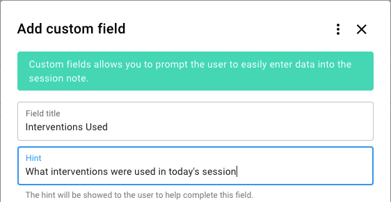 Program Data Fields in Session Notes