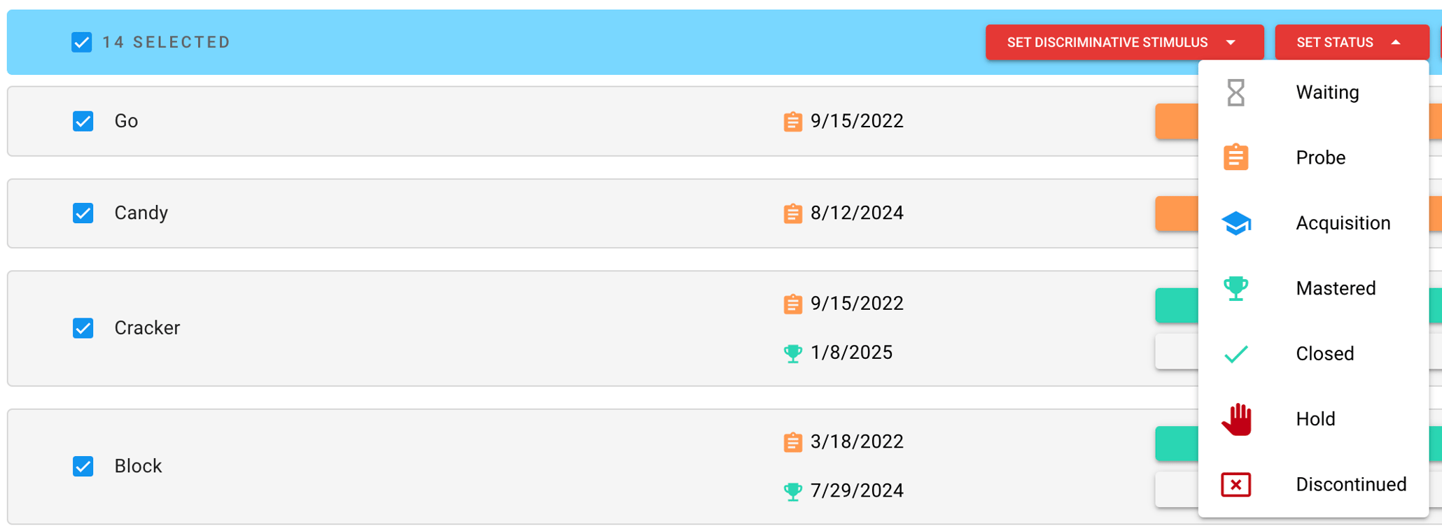 Overview: Target Statuses