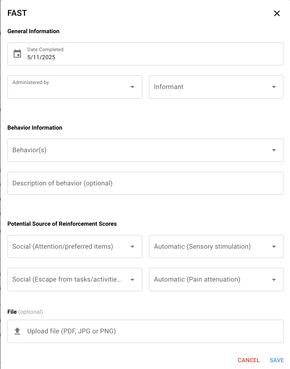 Assessment Results: Manual Entry Tool