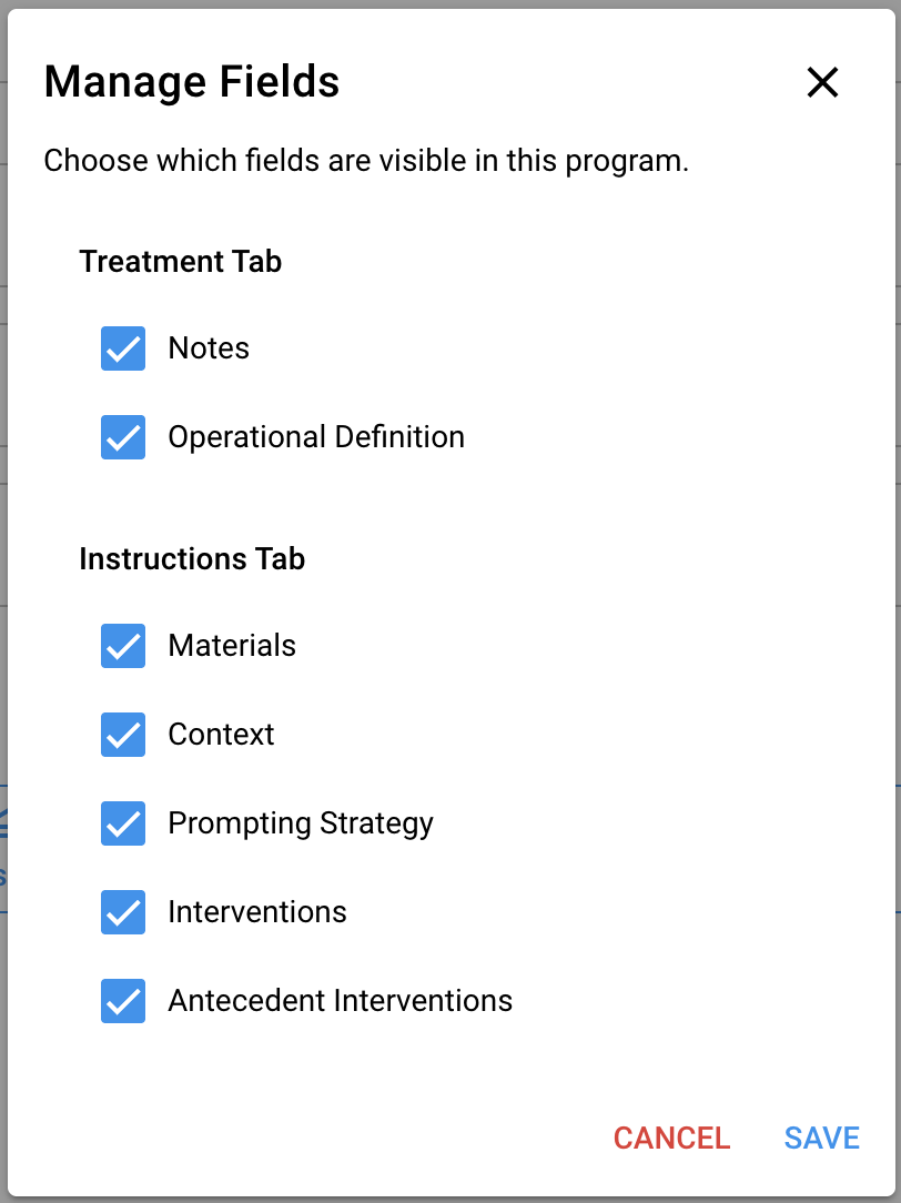 Program Data Fields
