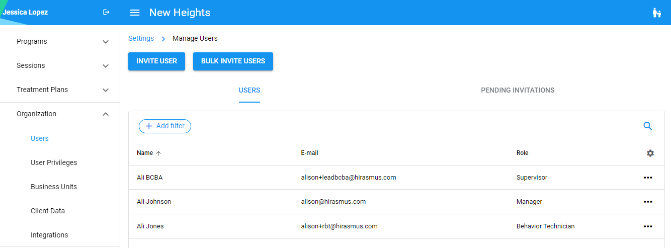 Inviting New Users to Hi Rasmus [Manager Level]