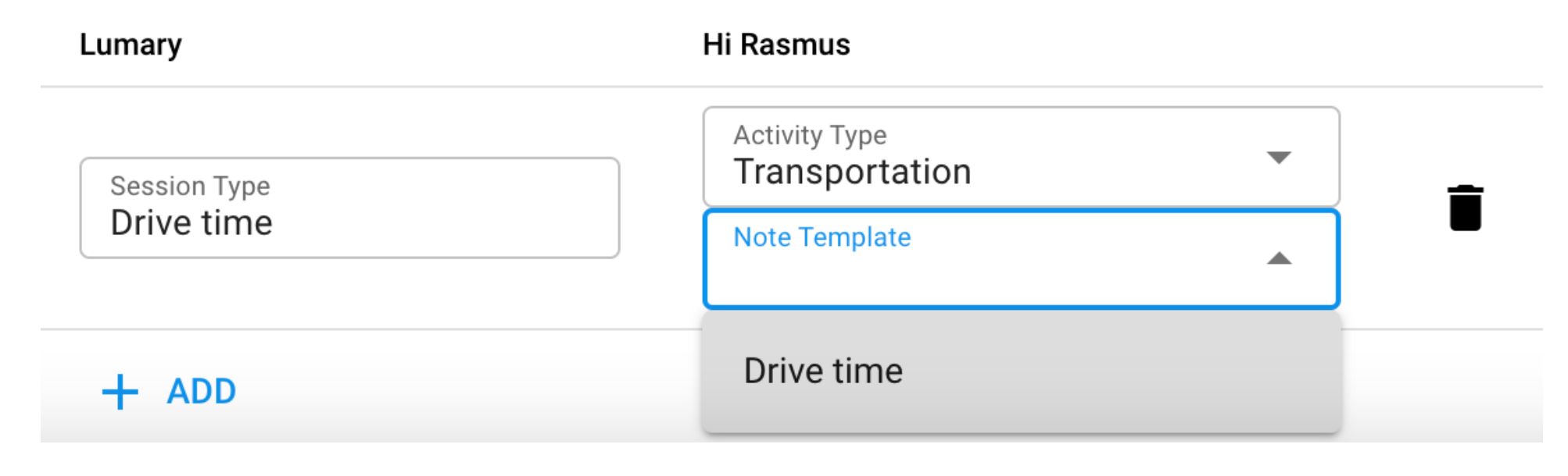 [Lumary Integration] Session Type and Activity Mapping