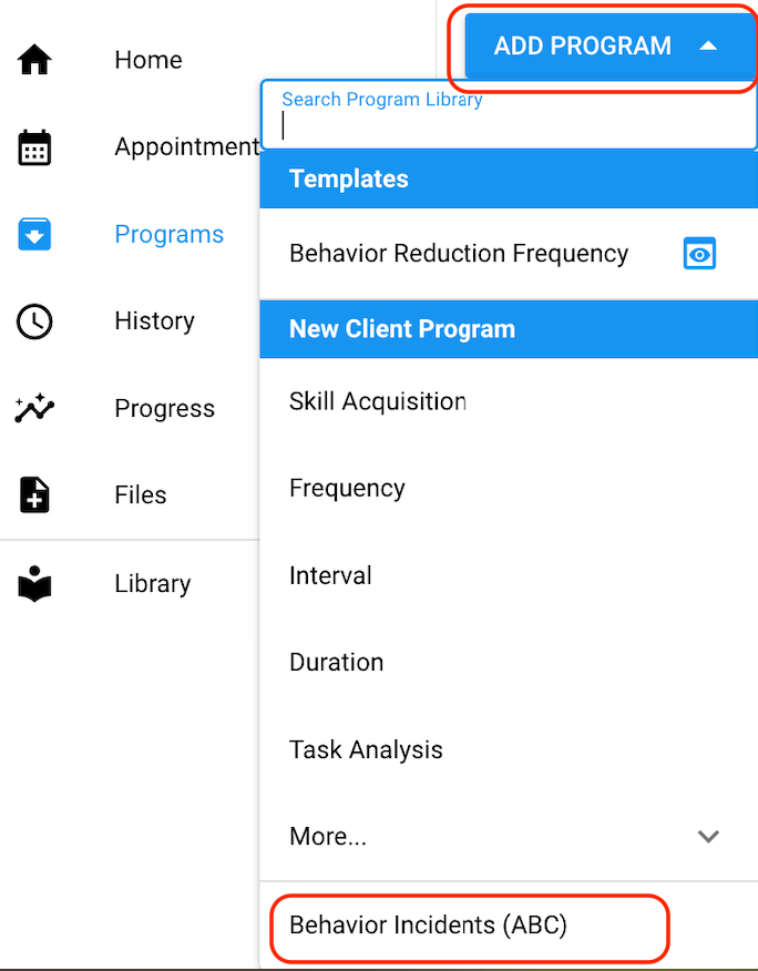 ABC Data Collection (Behavior Incidents Program)